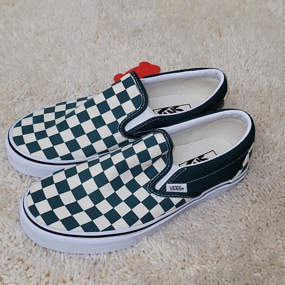 Vans | Shoes | Vans Green Checkered Slip On | Poshmark